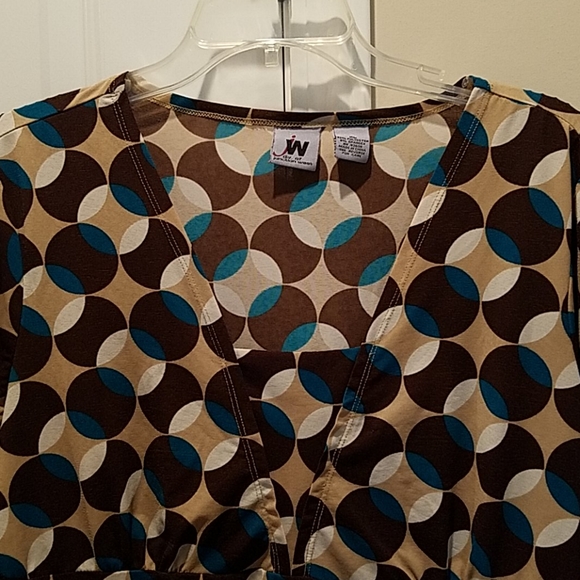 Junction West | Tops | Junction West Brown Tan And Blue Polka Dot Top ...